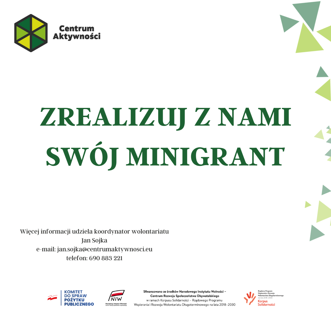 Zrealizuj z nami swój minigrant! - Centrum Aktywności - Centrum Aktywności Zrealizuj z nami swój minigrant! - Centrum Aktywności - Centrum Aktywności